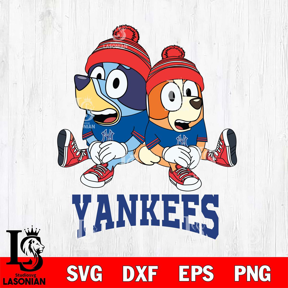 New York Yankees Christmas Bluey & Bingo Sit – lasoniansvg