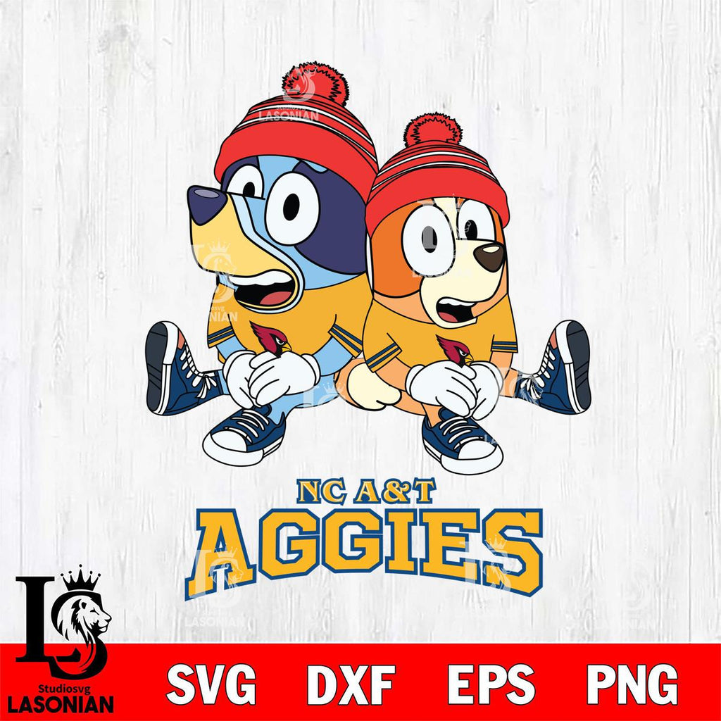 North Carolina A&T Christmas Bluey & Bingo Sit – lasoniansvg