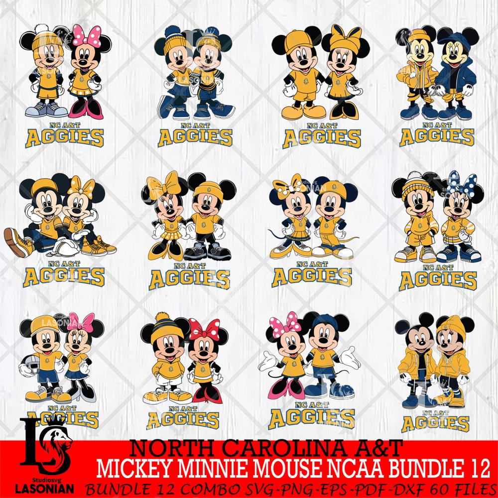 North Carolina A&T Mickey Minnie Mouse NCAA Bundle 12 – lasoniansvg