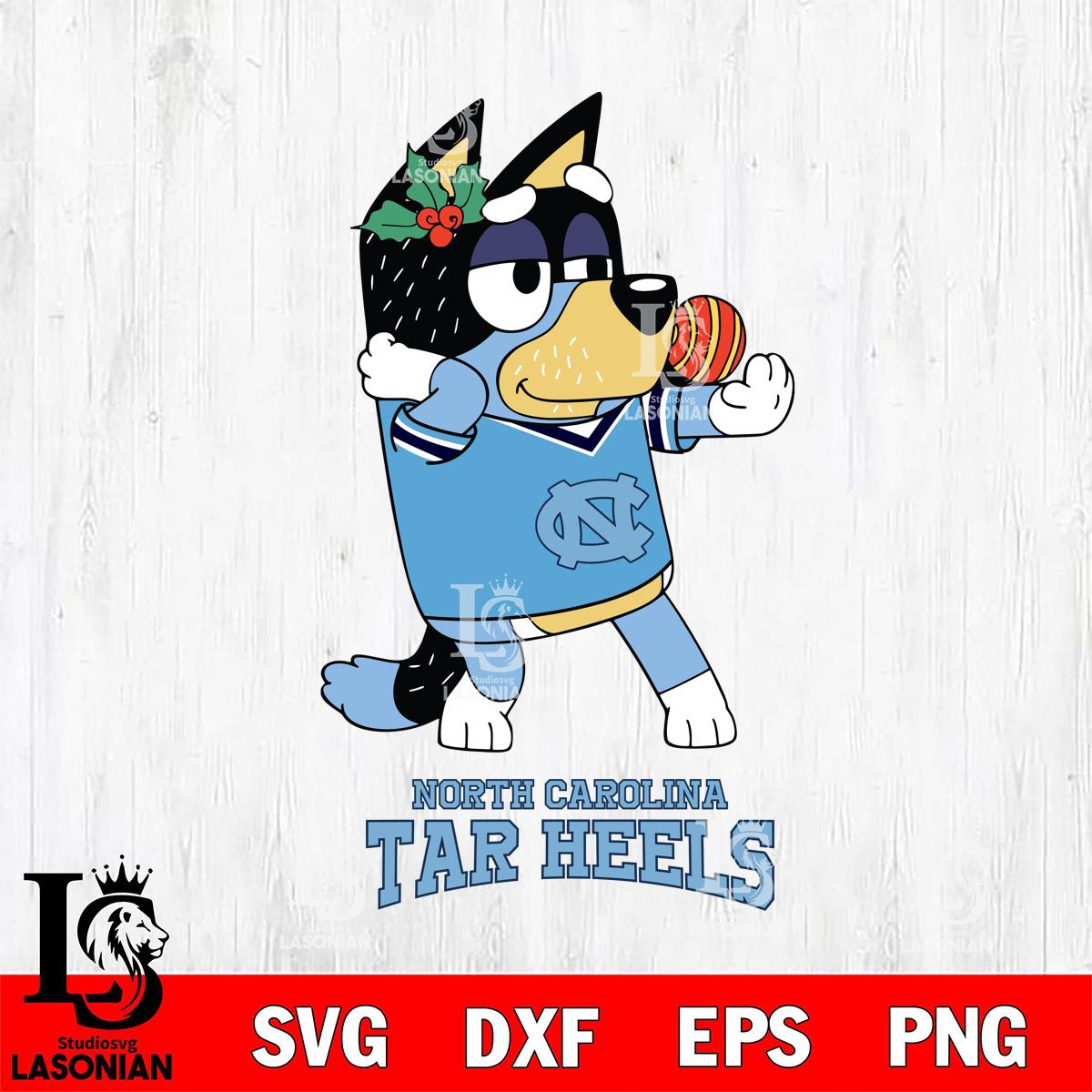 North Carolina Tar Heels Christmas Bluey Bandit Heeler – lasoniansvg