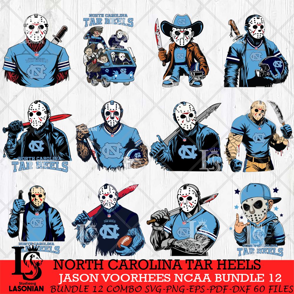 North Carolina Tar Heels Jason Voorhees Horror Bundle 12 SVG – lasoniansvg
