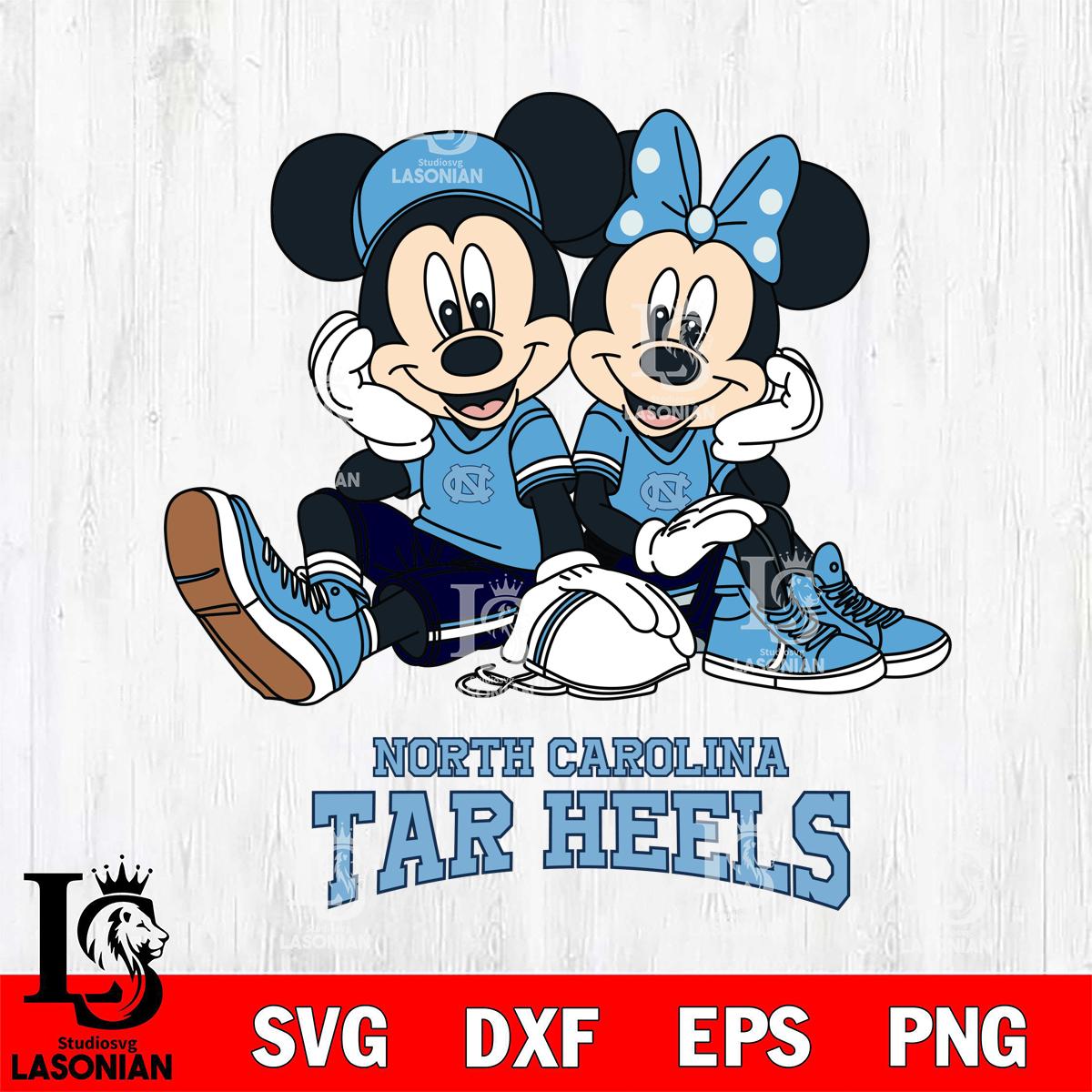 North Carolina Tar Heels Mickey Minnie Mouse Football Sit – lasoniansvg