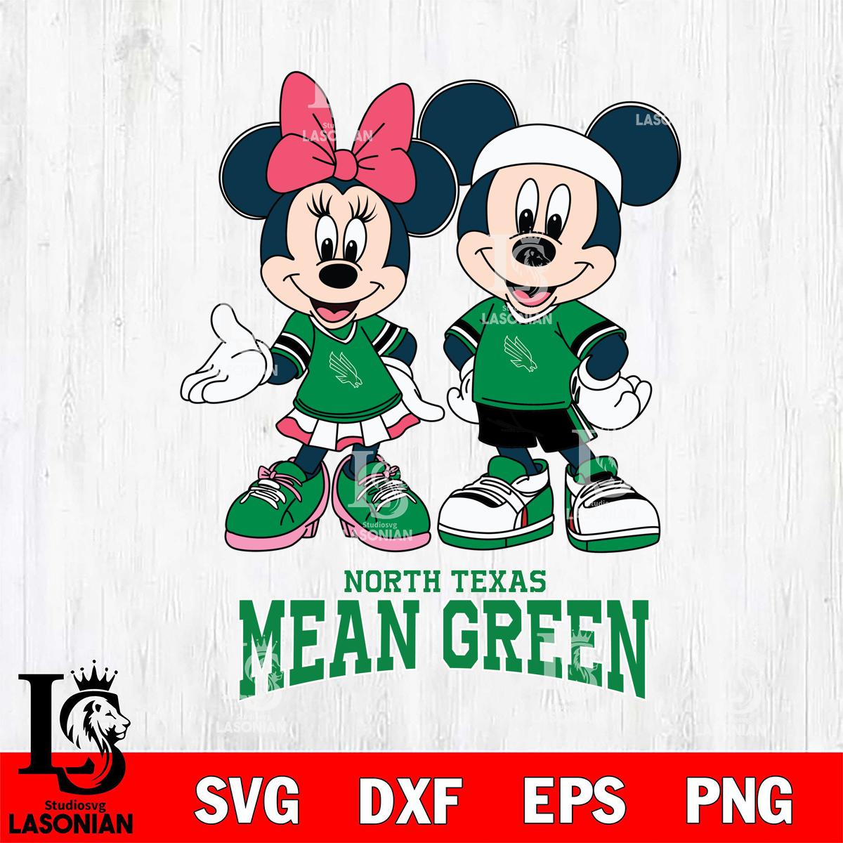 North Texas Mean Green Mickey And Minnie Football – lasoniansvg
