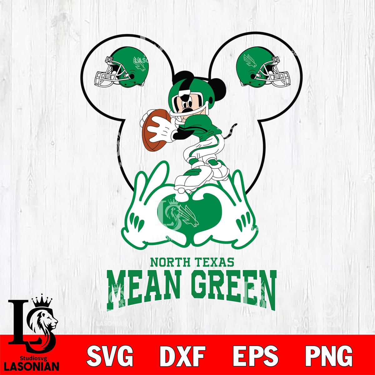 North Texas Mean Green Mickey Heart Rugby – lasoniansvg