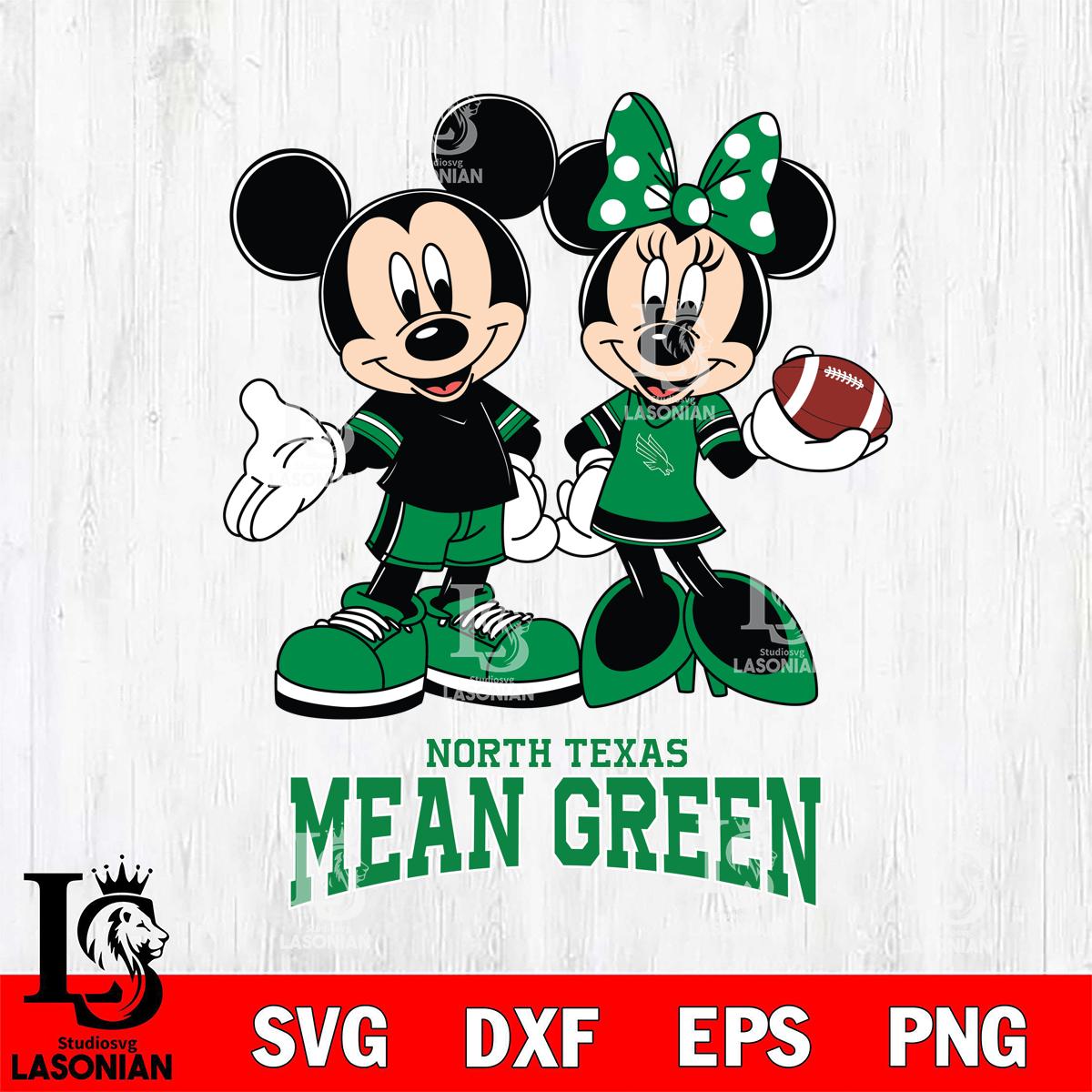 North Texas Mean Green Mickey Minnie Football – lasoniansvg