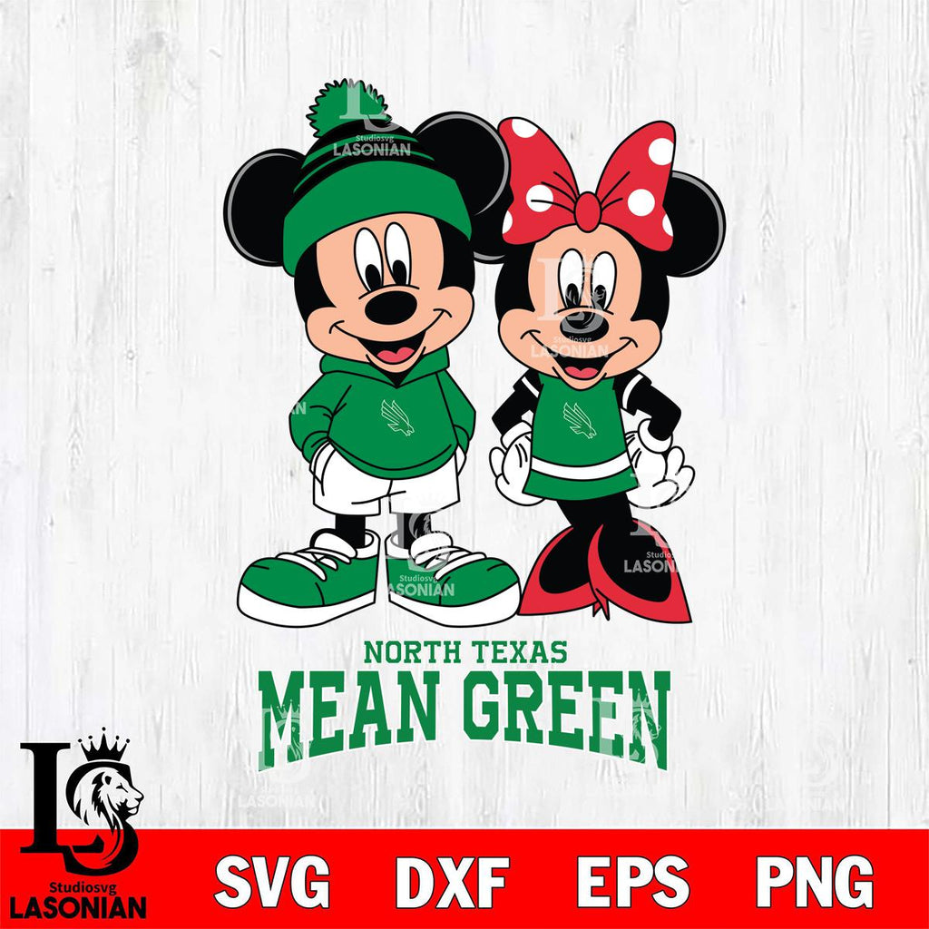 North Texas Mean Green Mickey Minnie Mouse Cute Football – lasoniansvg