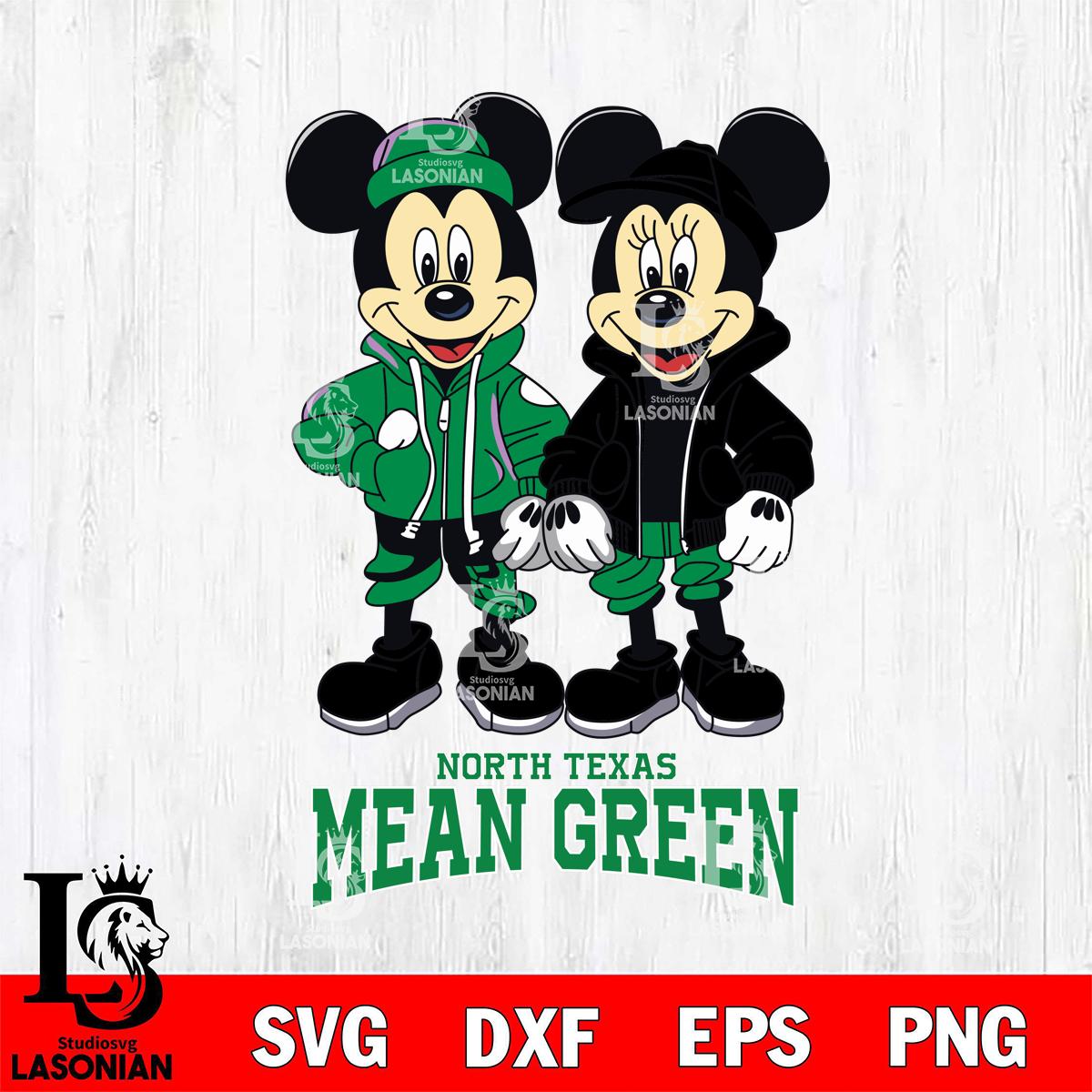 North Texas Mean Green Mickey Minnie Mouse Football – lasoniansvg