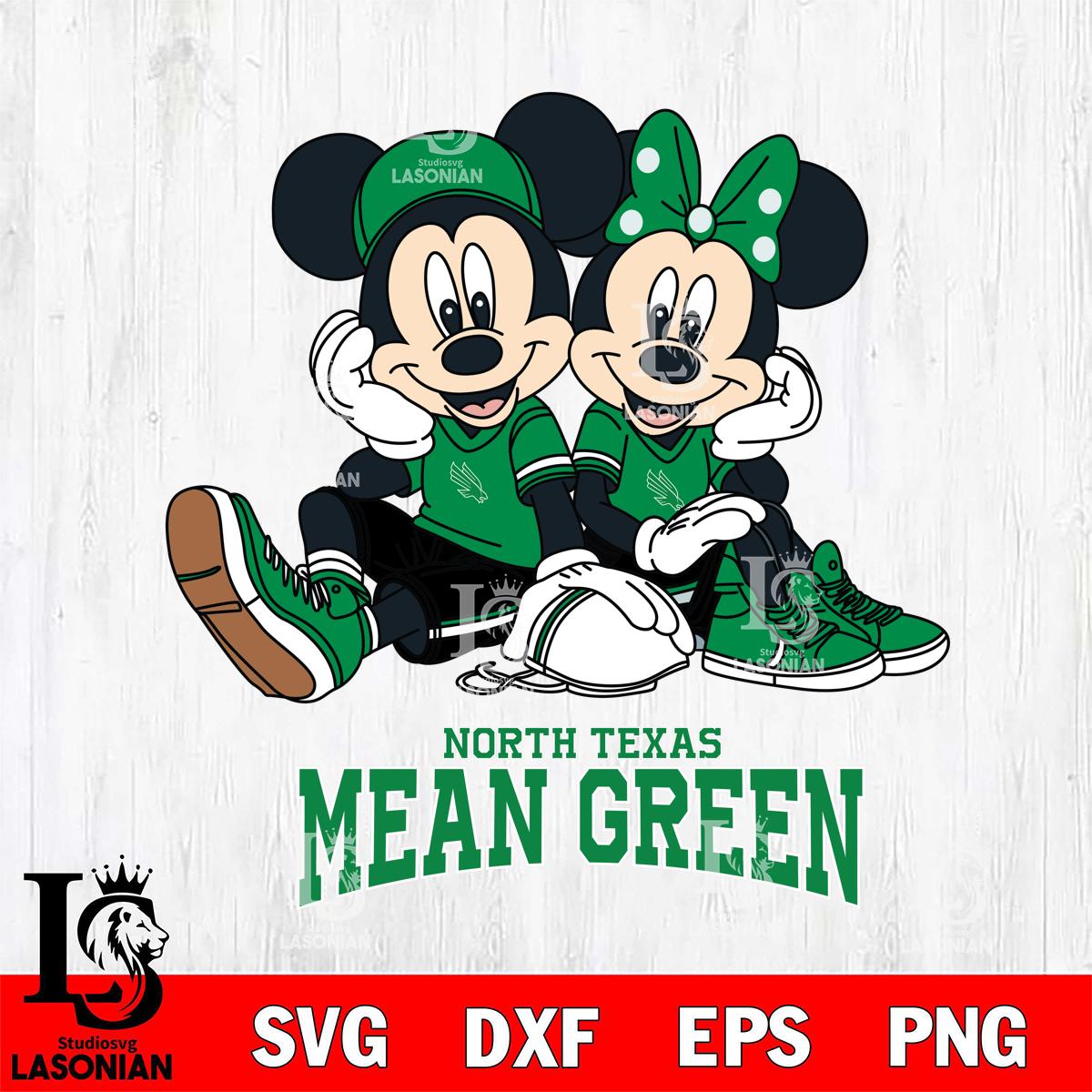 North Texas Mean Green Mickey Minnie Mouse Football Sit – lasoniansvg