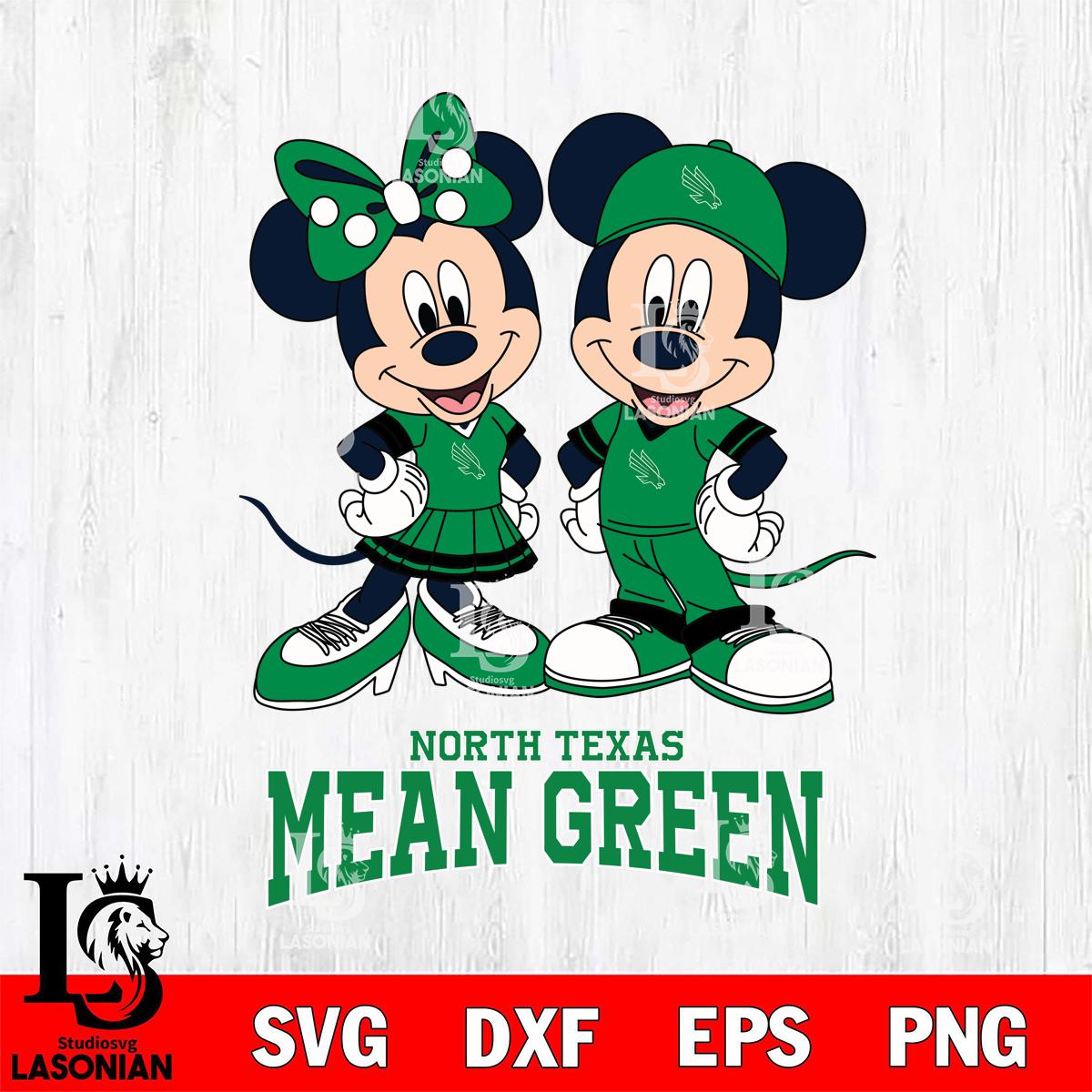 North Texas Mean Green Mickey Minnie Mouse rugby ball – lasoniansvg