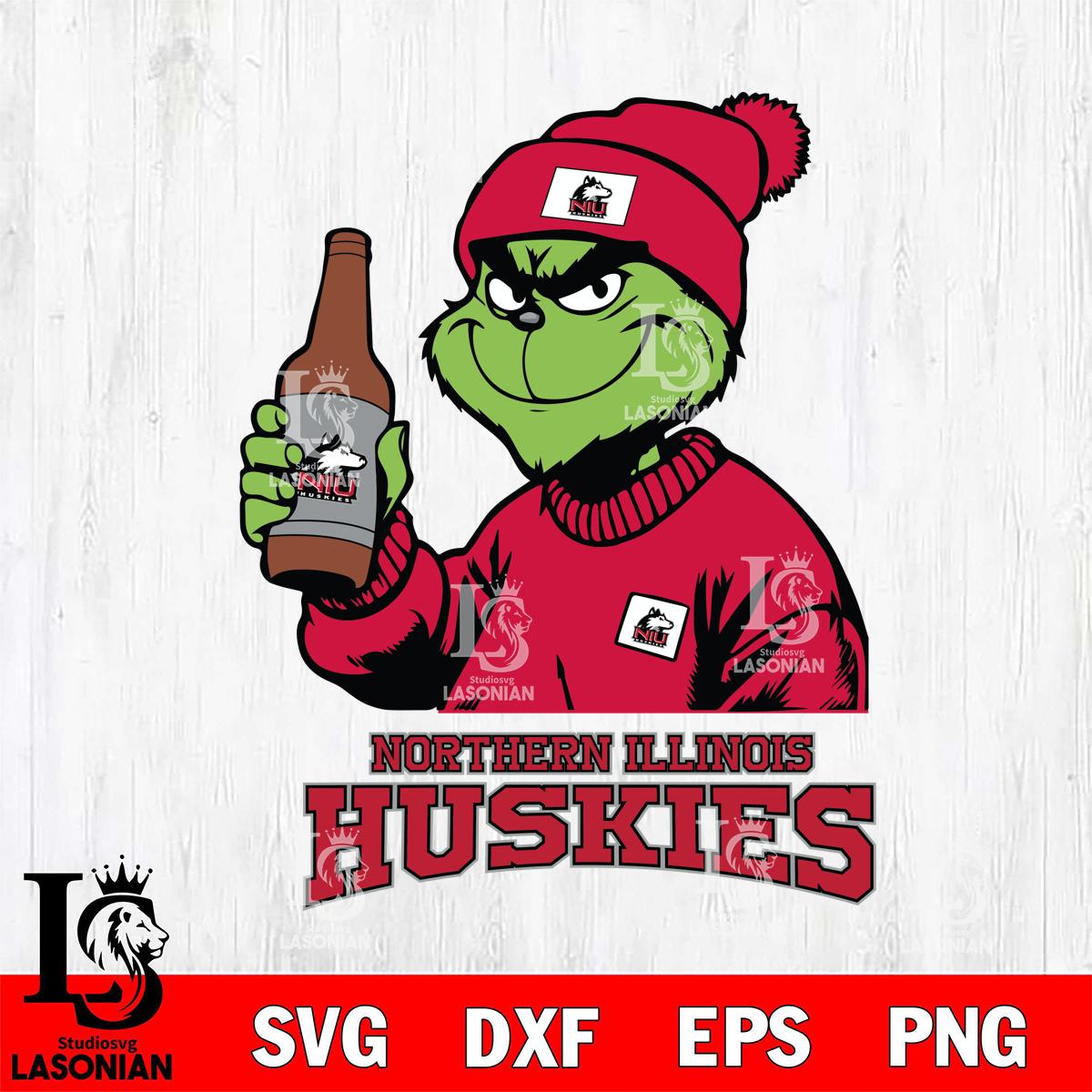 Northern Illinois Huskies Grinch Drinking Beer Christmas – lasoniansvg