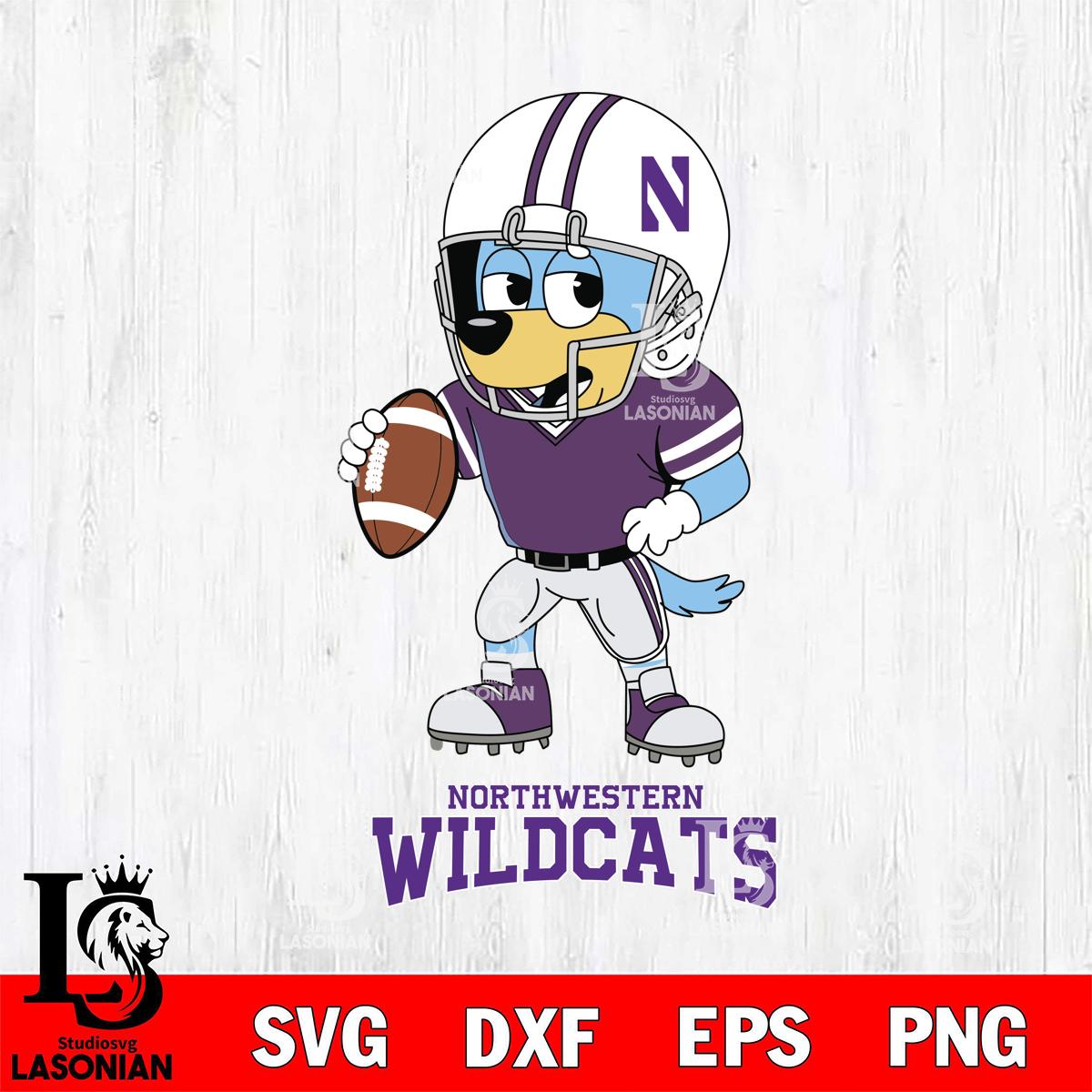 Northwestern Wildcats Bluey rugby – lasoniansvg