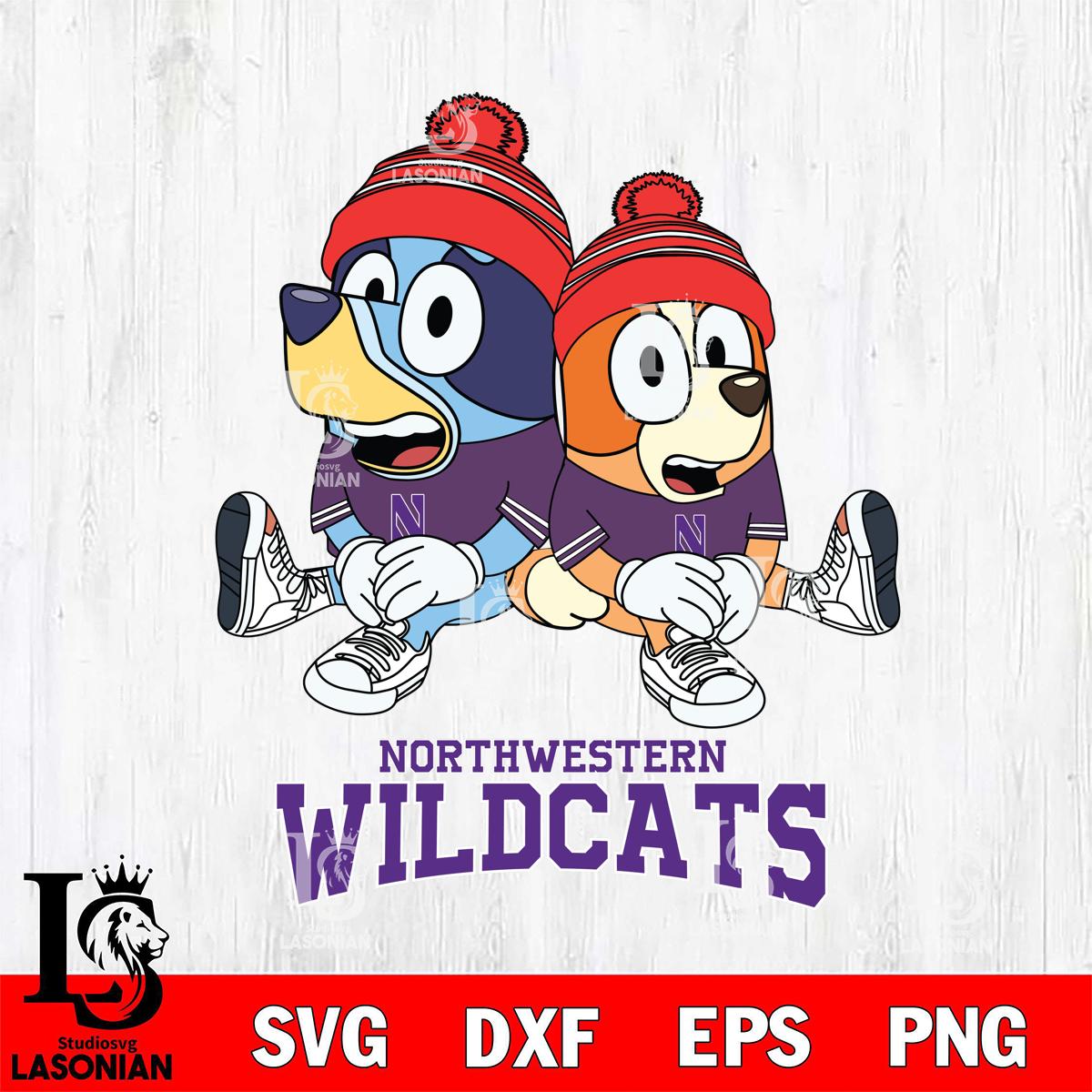 Northwestern Wildcats Christmas Bluey & Bingo Sit – lasoniansvg