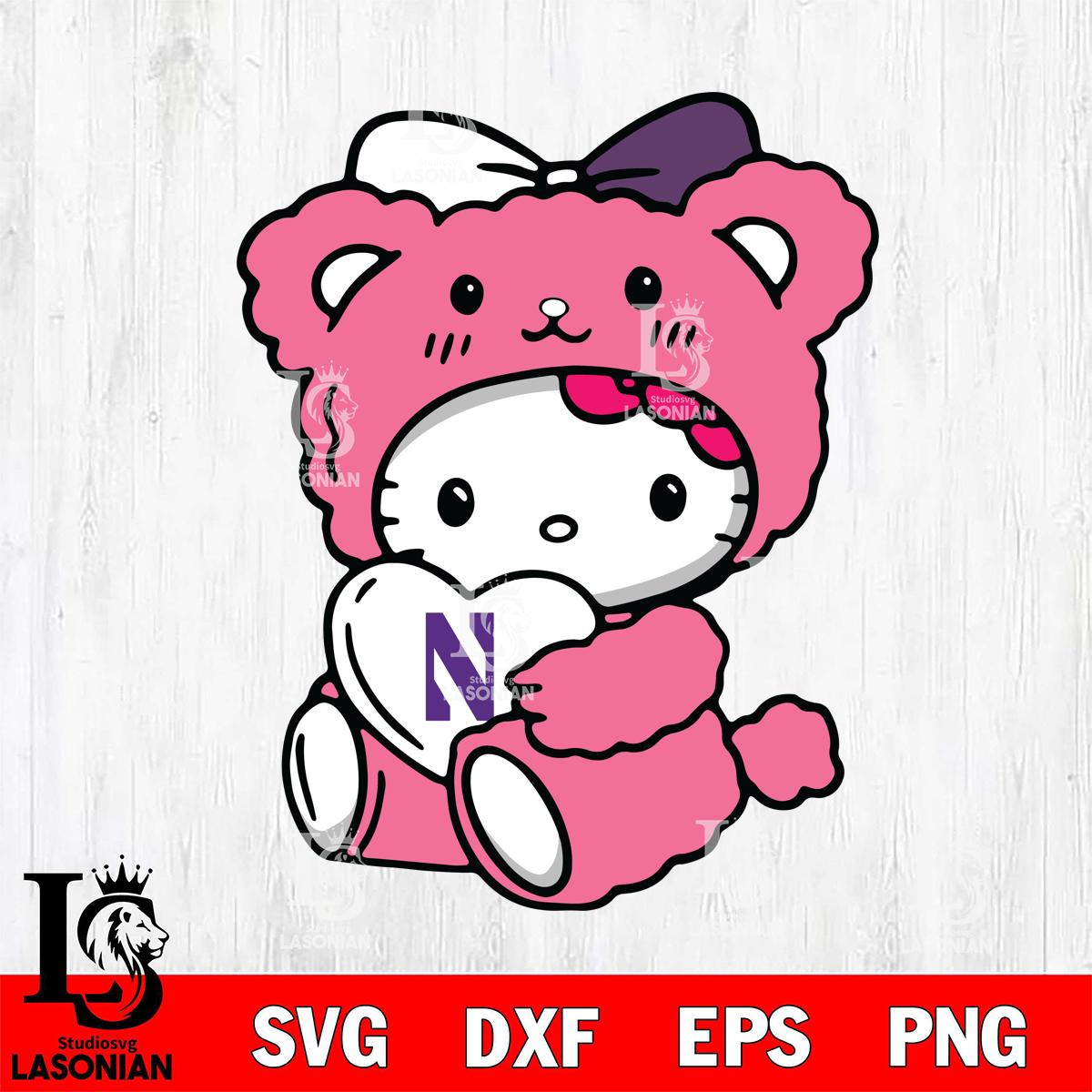 Northwestern Wildcats Cute Hello Kitty 3 – lasoniansvg