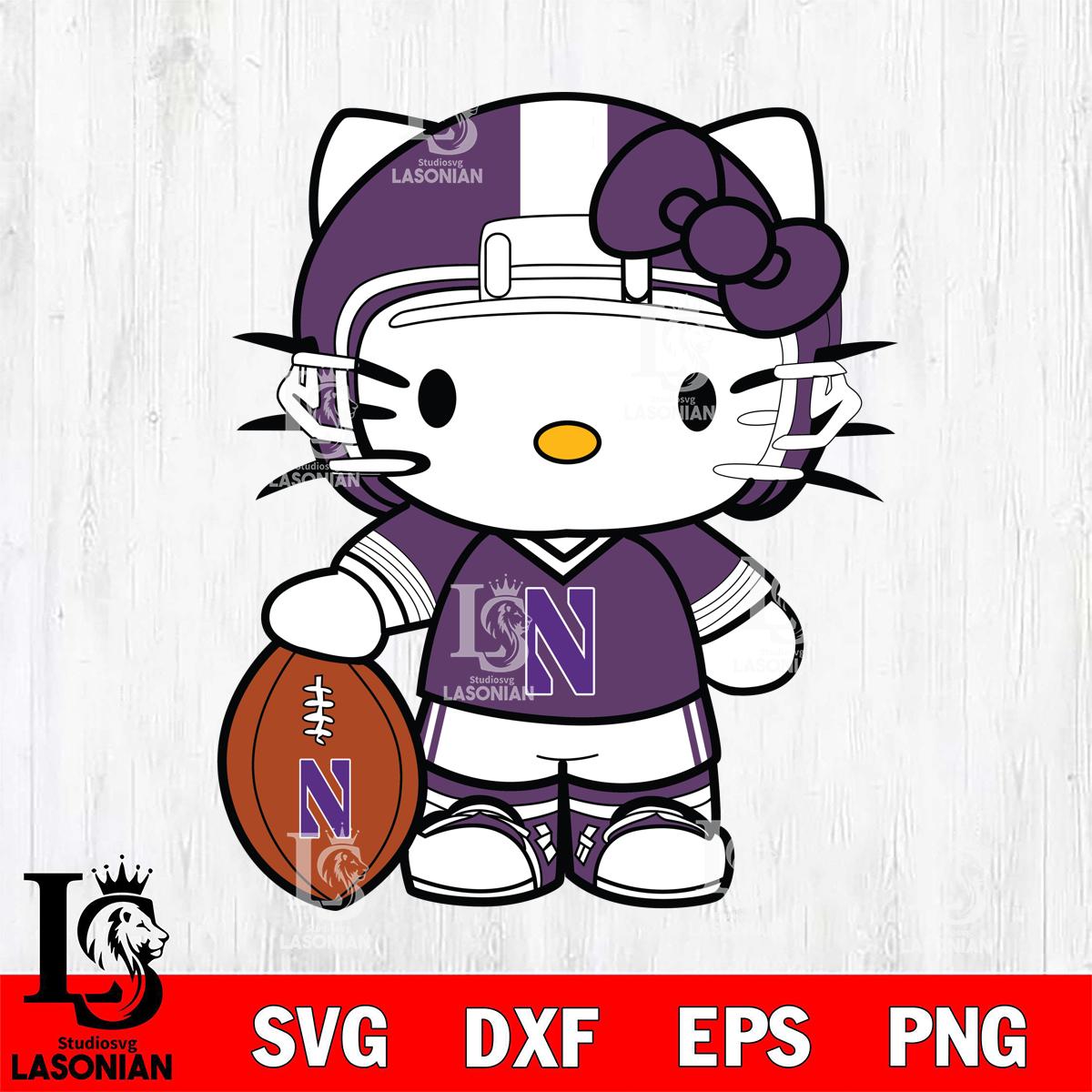 Northwestern Wildcats Cute Hello Kitty Football 3 – lasoniansvg
