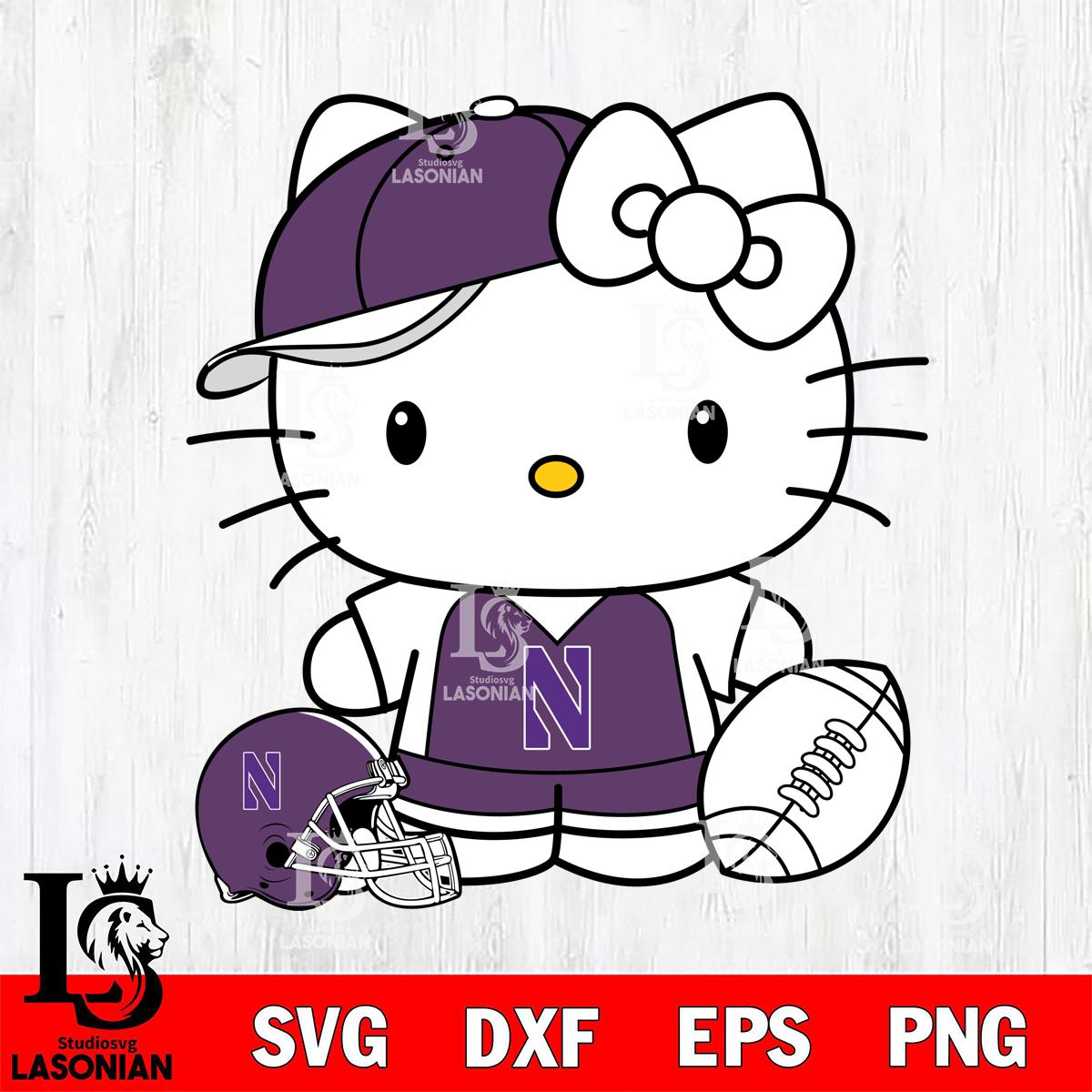 Northwestern Wildcats Cute Hello Kitty Football 4 – lasoniansvg