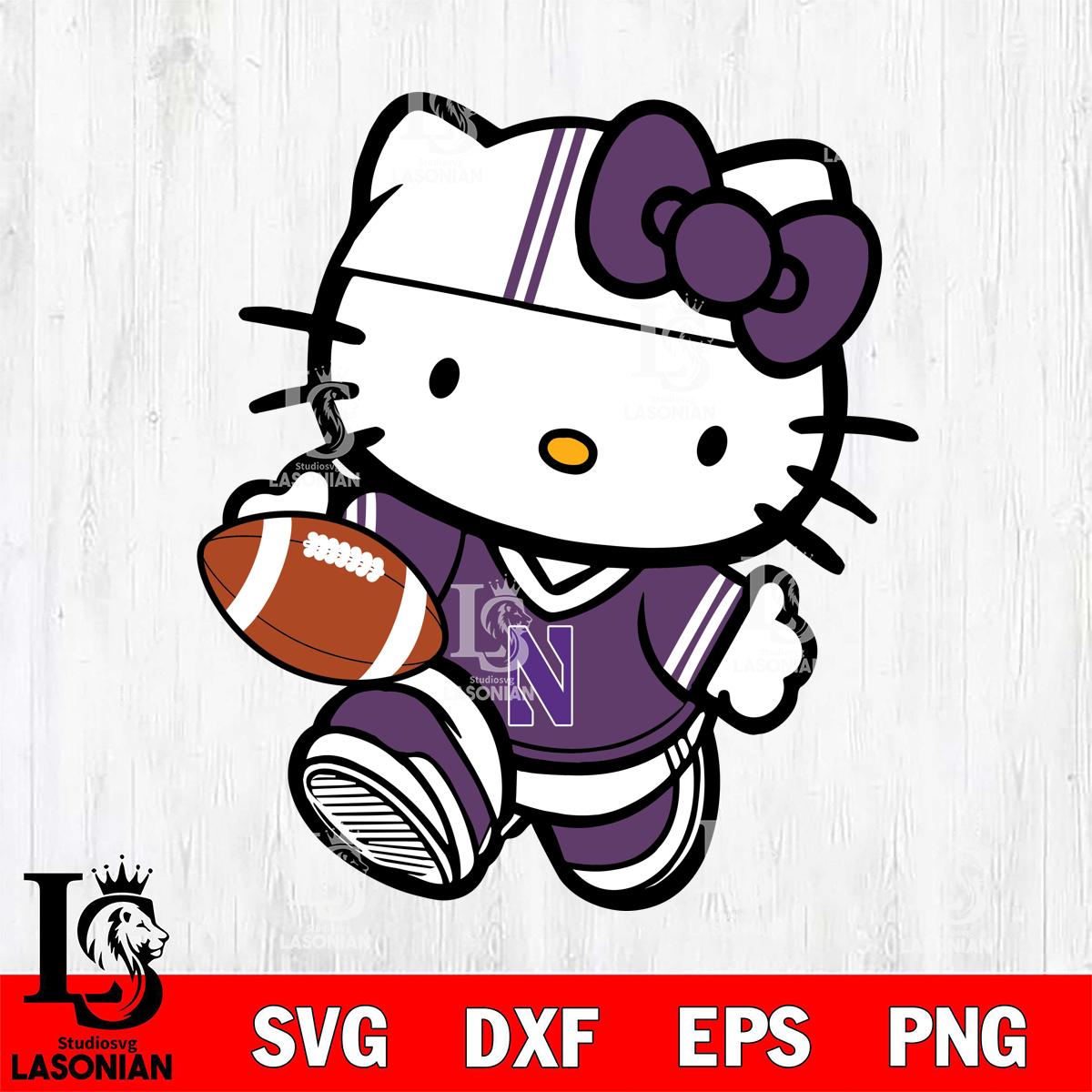 Northwestern Wildcats Cute Hello Kitty Football 9 – lasoniansvg