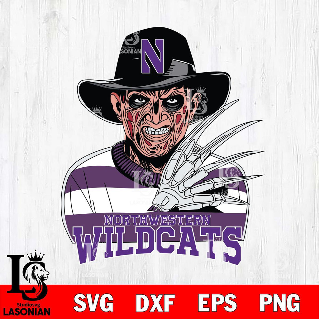 Northwestern Wildcats Freddy Krueger Horror Halloween – lasoniansvg