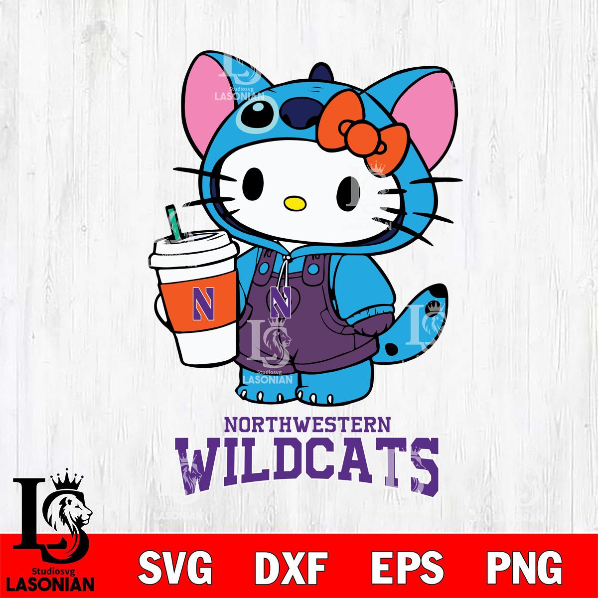 Northwestern Wildcats Hello Kitty Stitch – lasoniansvg