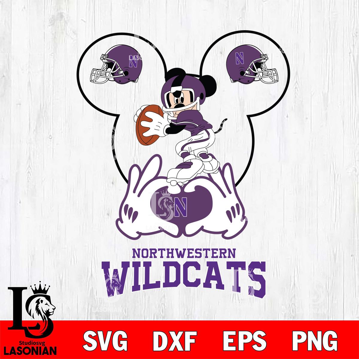 Northwestern Wildcats Mickey Heart Rugby – lasoniansvg