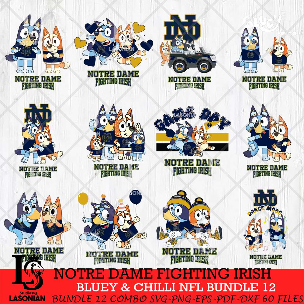 Notre Dame Fighting Irish Bluey & Bingo Bundle 12 SVG – lasoniansvg