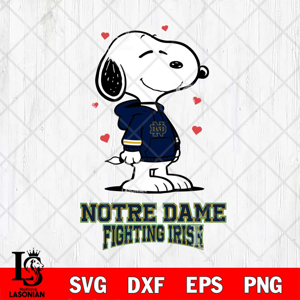 Notre Dame Fighting Irish Adorable Snoopy Valentine File cut , Criucut ...