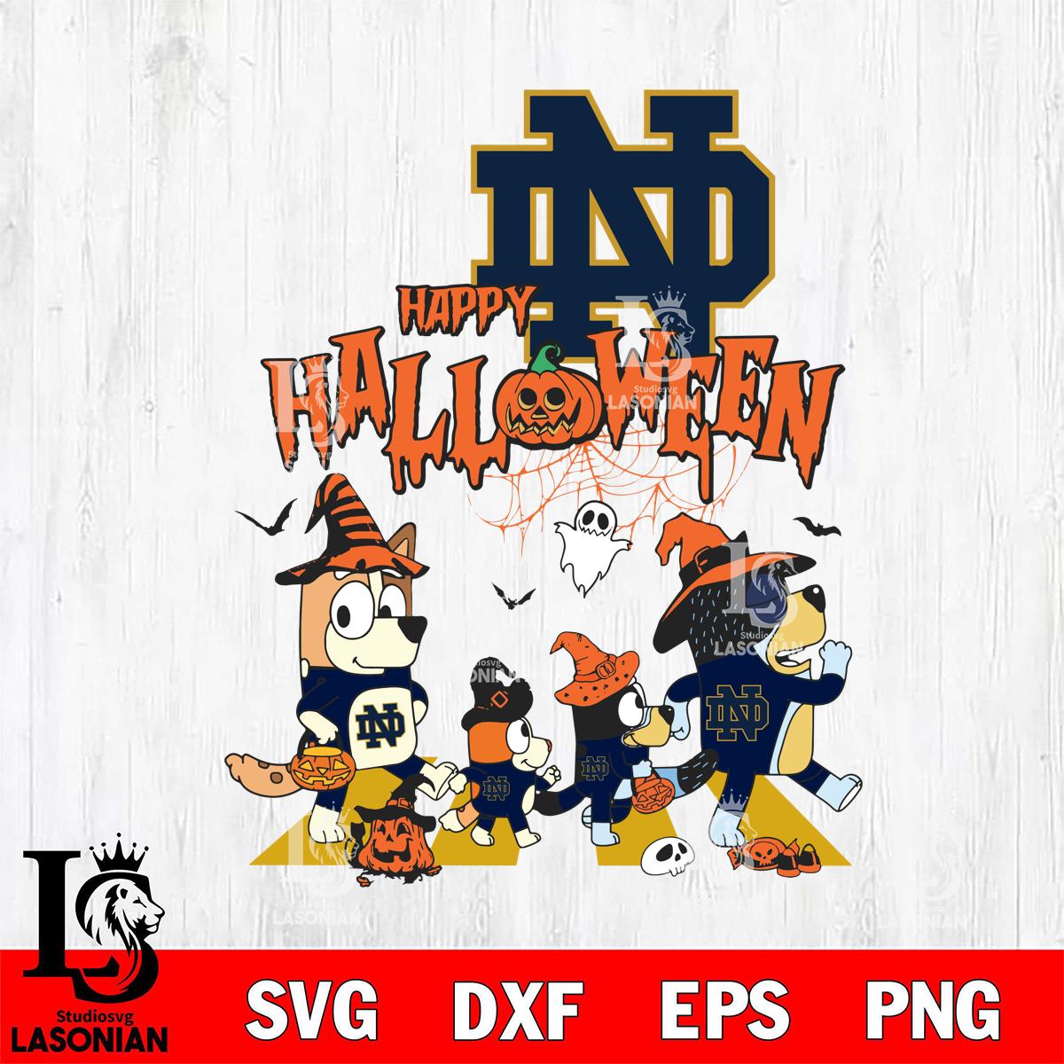 Notre Dame Fighting Irish Bluey Halloween Family – lasoniansvg