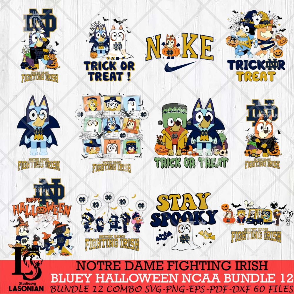 Notre Dame Fighting Irish Bluey Halloween NCAA 12 SVG – lasoniansvg