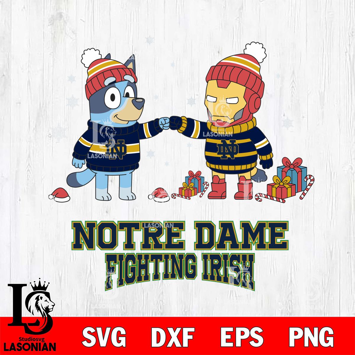 Notre Dame Fighting Irish Bluey With Iron man Christmas – lasoniansvg