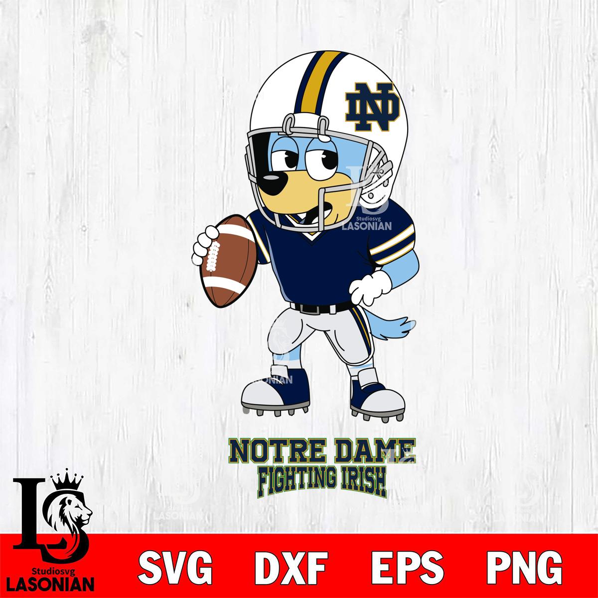 Notre Dame Fighting Irish Bluey rugby – lasoniansvg