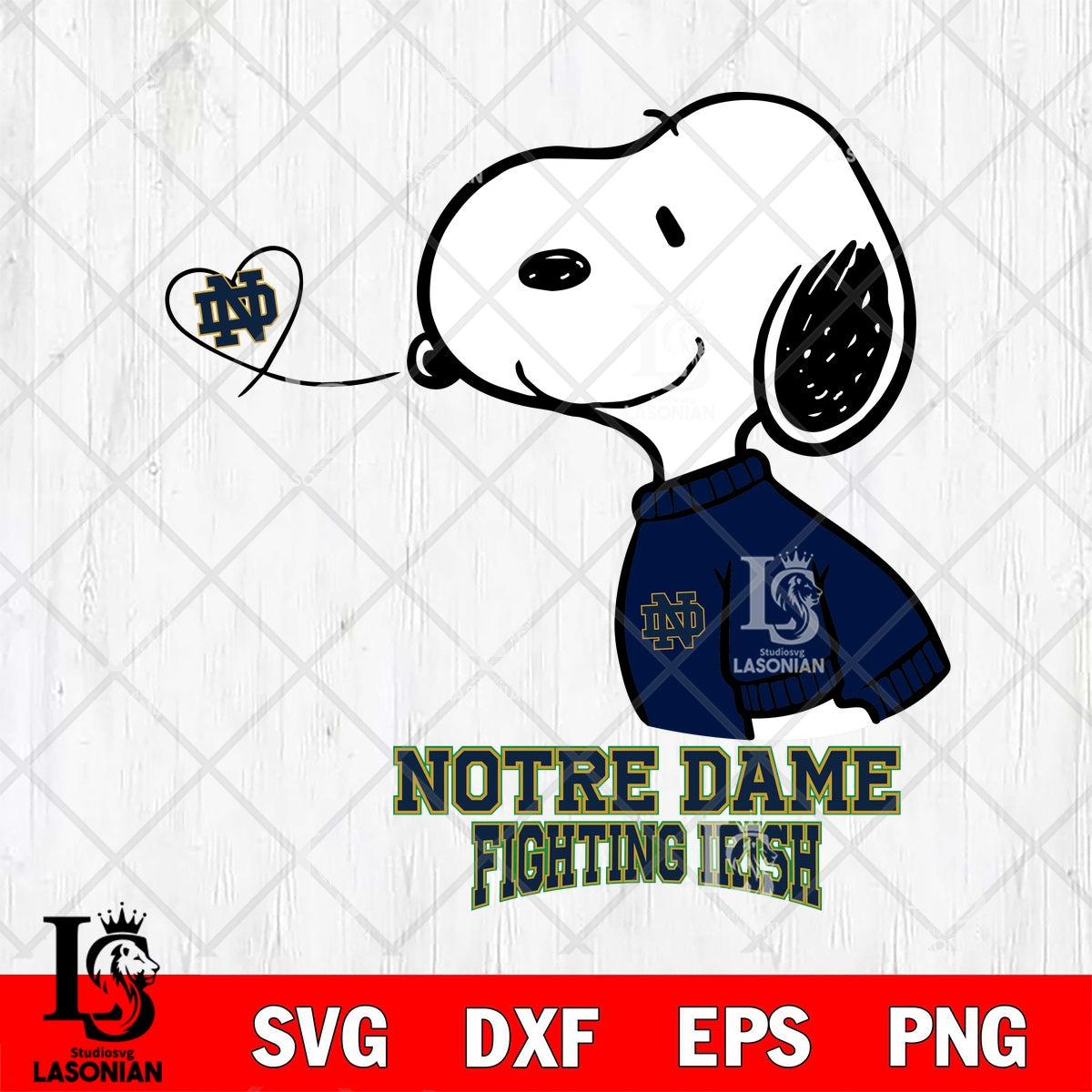 Notre Dame Fighting Irish Cute Valentine Snoopy File cut , Criucut ...