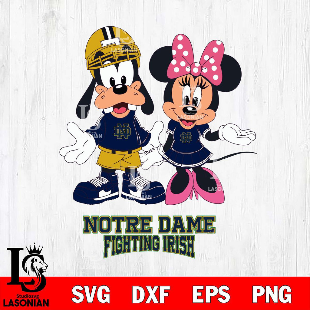 Notre Dame Fighting Irish Goofy and Minnie mouse Football – lasoniansvg