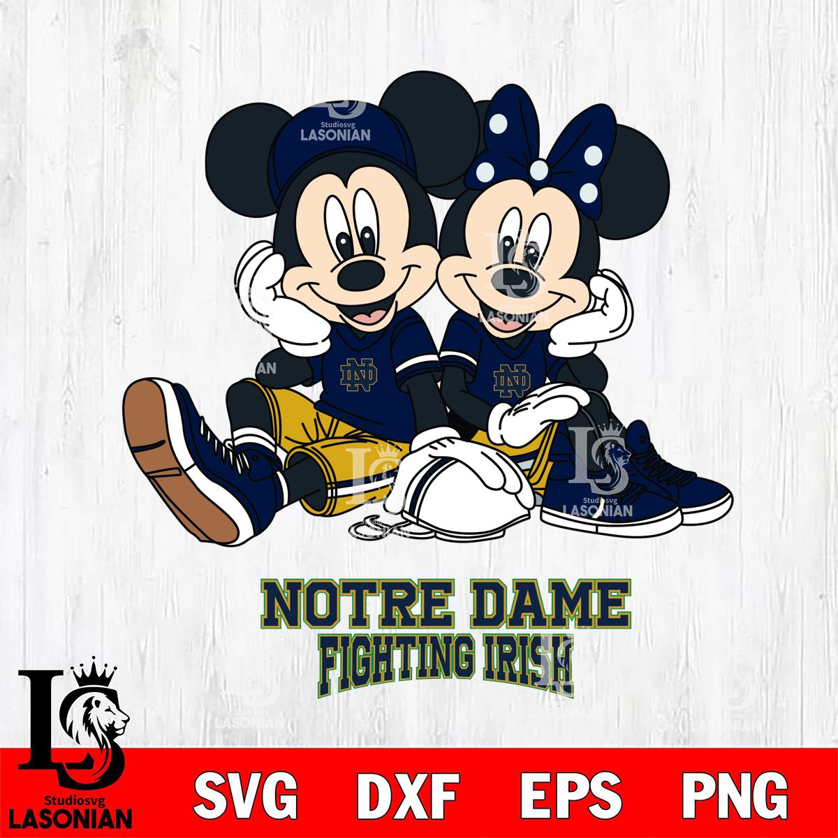 Notre Dame Fighting Irish Mickey Minnie Mouse Football Sit – lasoniansvg