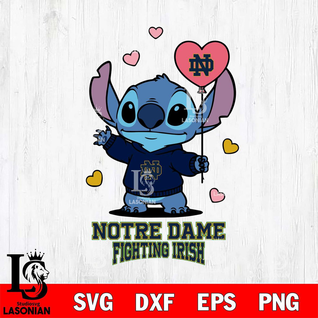 Notre Dame Fighting Irish Stitch Balloons Heart Digital Download, NCAA ...
