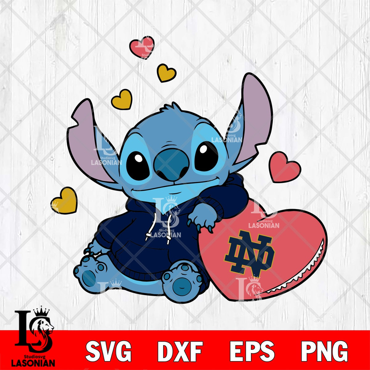 Notre Dame Fighting Irish Stitch Hugging Big Heart File cut , Football ...
