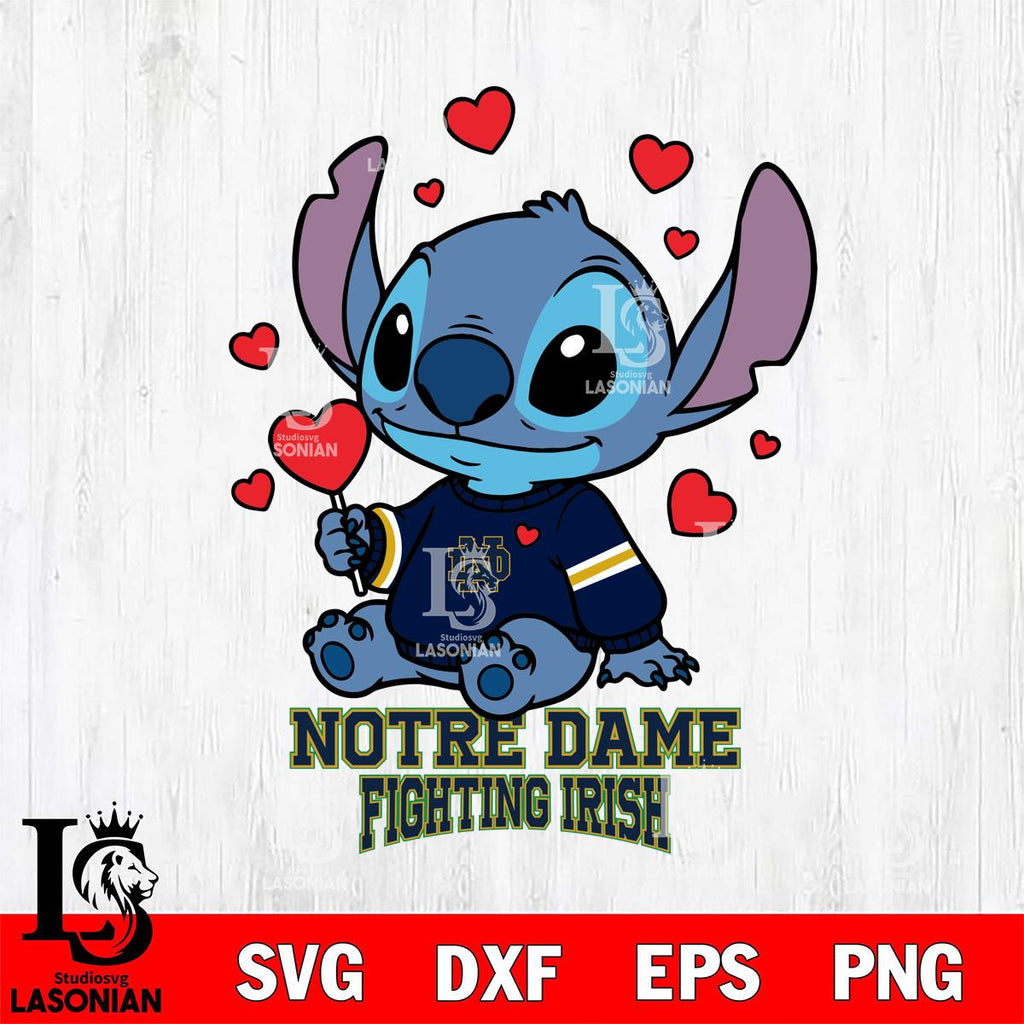 Notre Dame Fighting Irish Stitch Valentine Cute Digital Download, NCAA ...