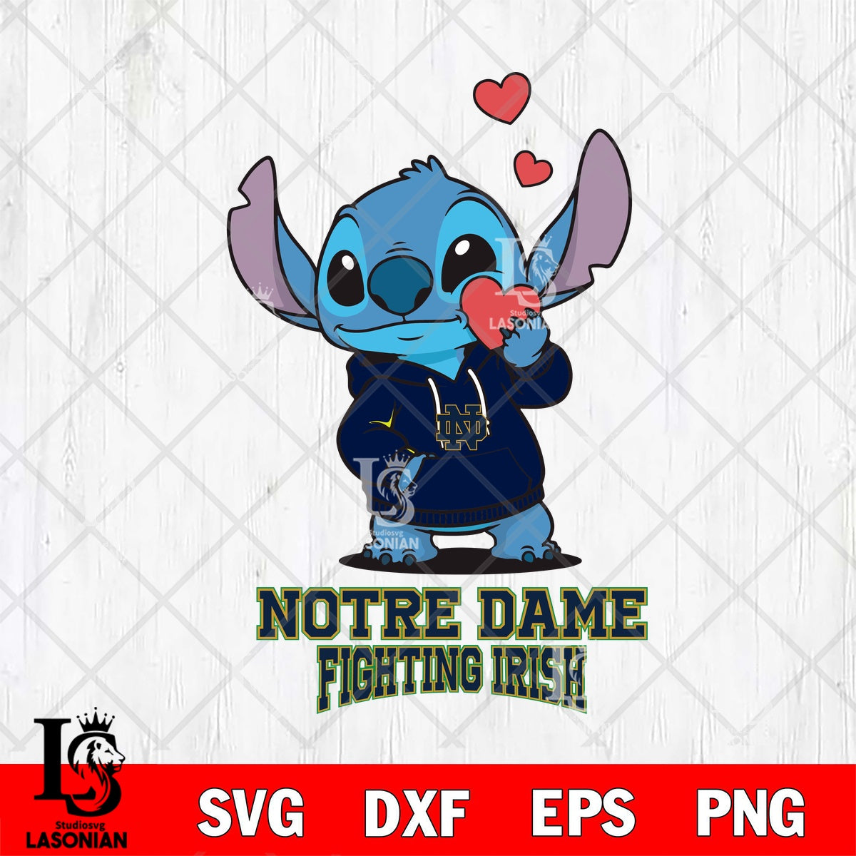 Notre Dame Fighting Irish Stitch love illustration File cut , Football ...