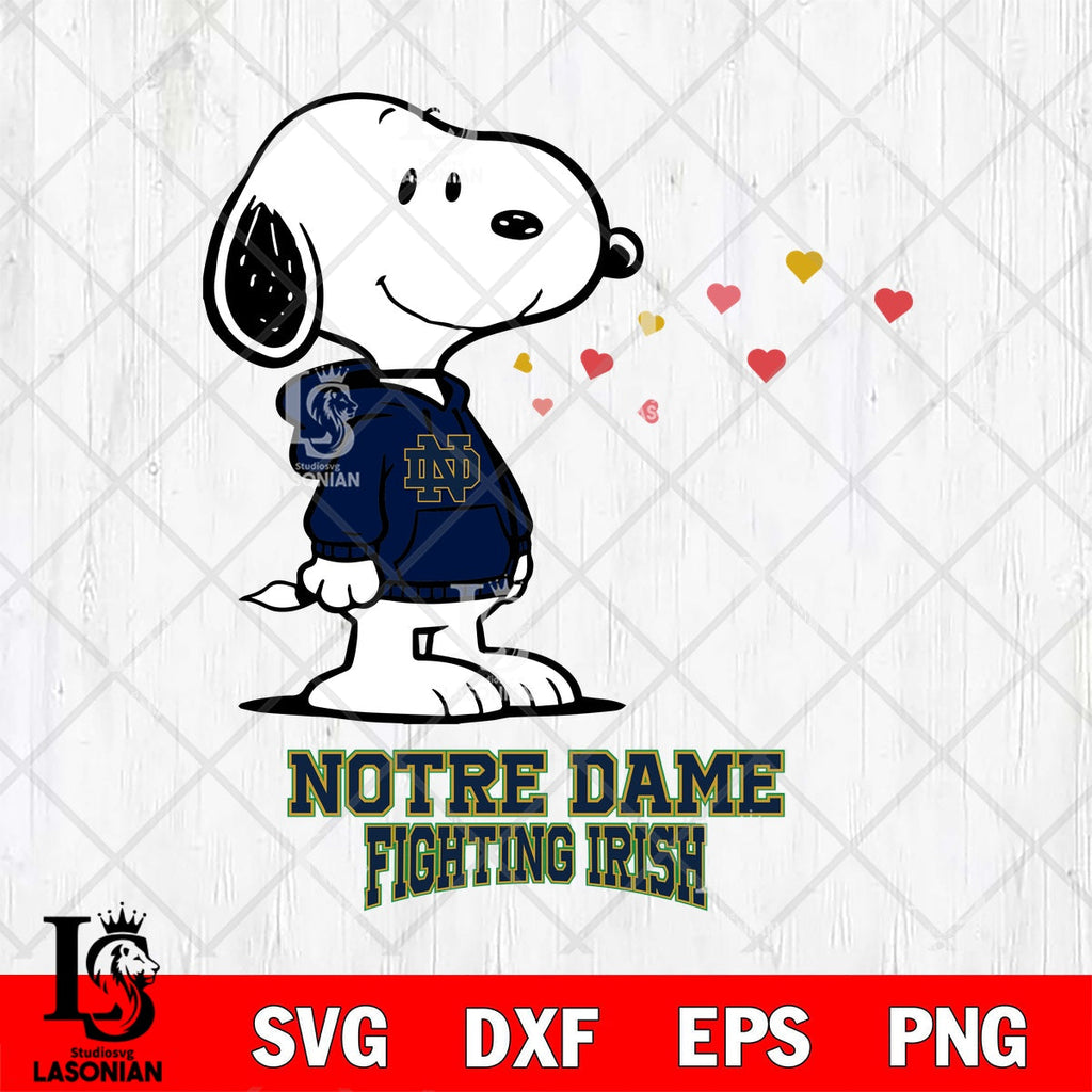 Notre Dame Fighting Irish Valentine Snoopy with Heart File cut ...