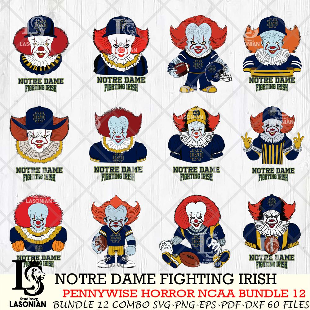 Notre Dame Fighting Irish Pennywise Horror NCAA Bundle 12 SVG – lasoniansvg