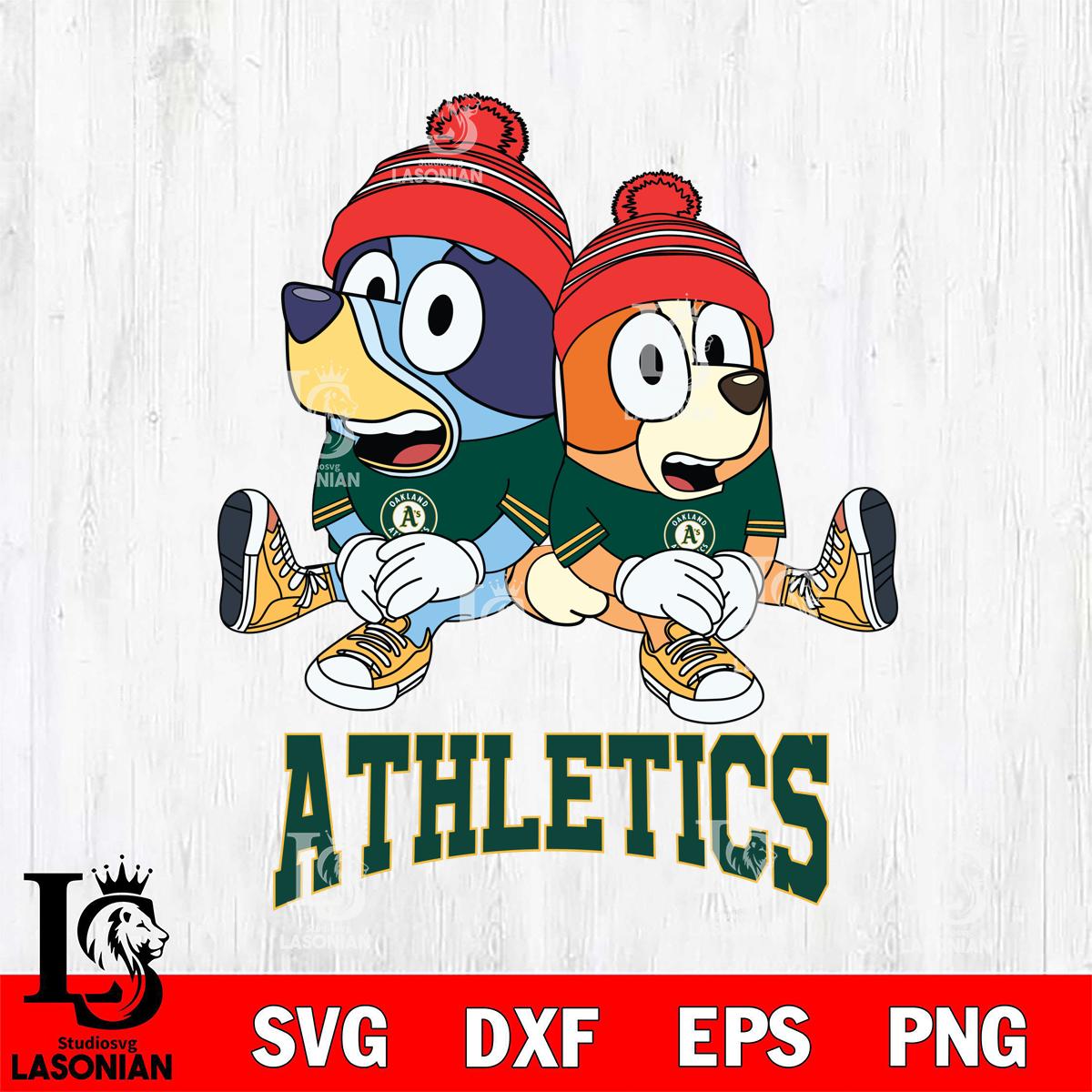 Oakland Athletics Christmas Bluey & Bingo Sit – lasoniansvg