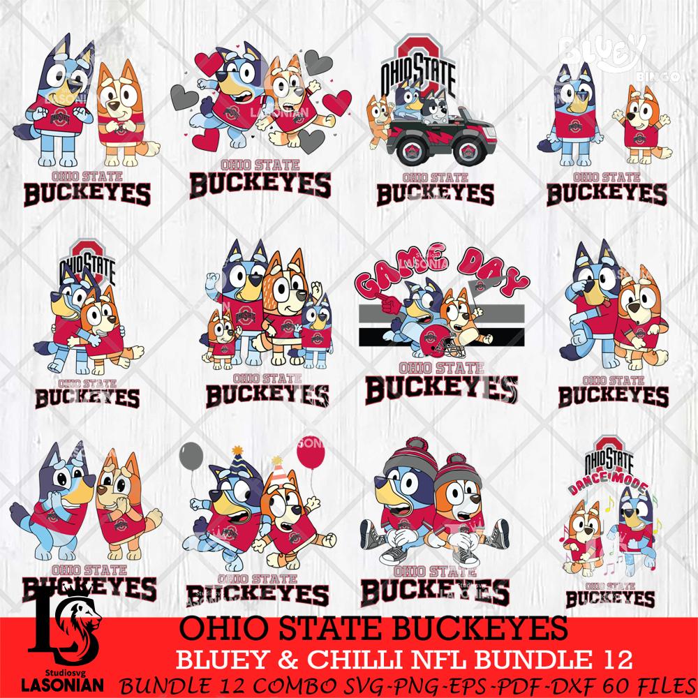 Ohio State Buckeyes Bluey & Bingo Bundle 12 SVG – lasoniansvg
