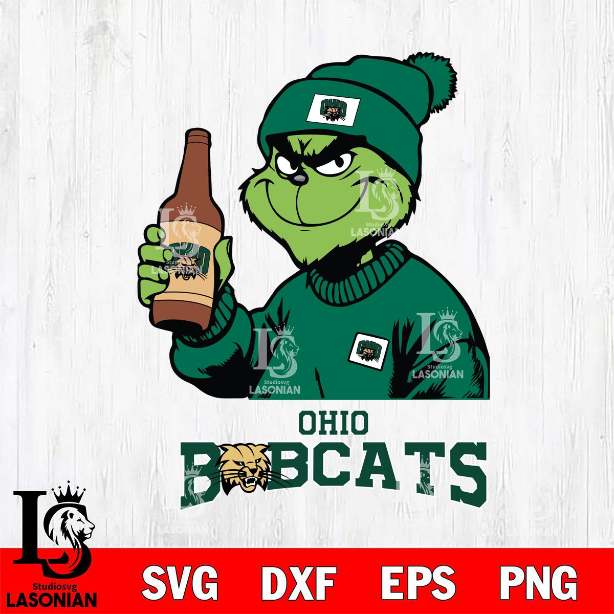 Ohio Bobcats Grinch Drinking Beer Christmas – lasoniansvg