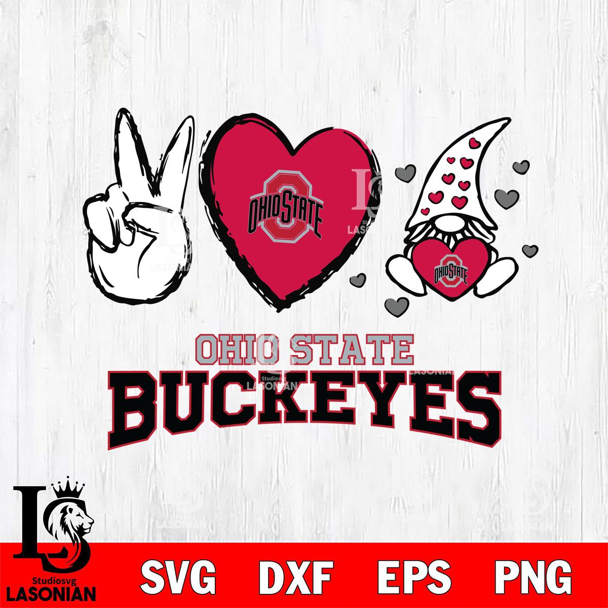 Ohio State Buckeyes Gnomes Peace & Love – lasoniansvg