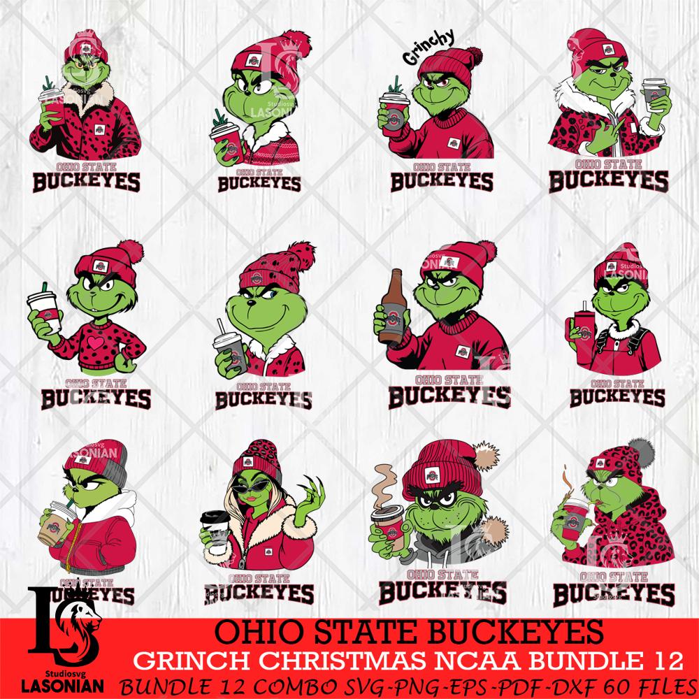 Ohio State Buckeyes Grinch Christmas NCAA Bundle 12 – lasoniansvg