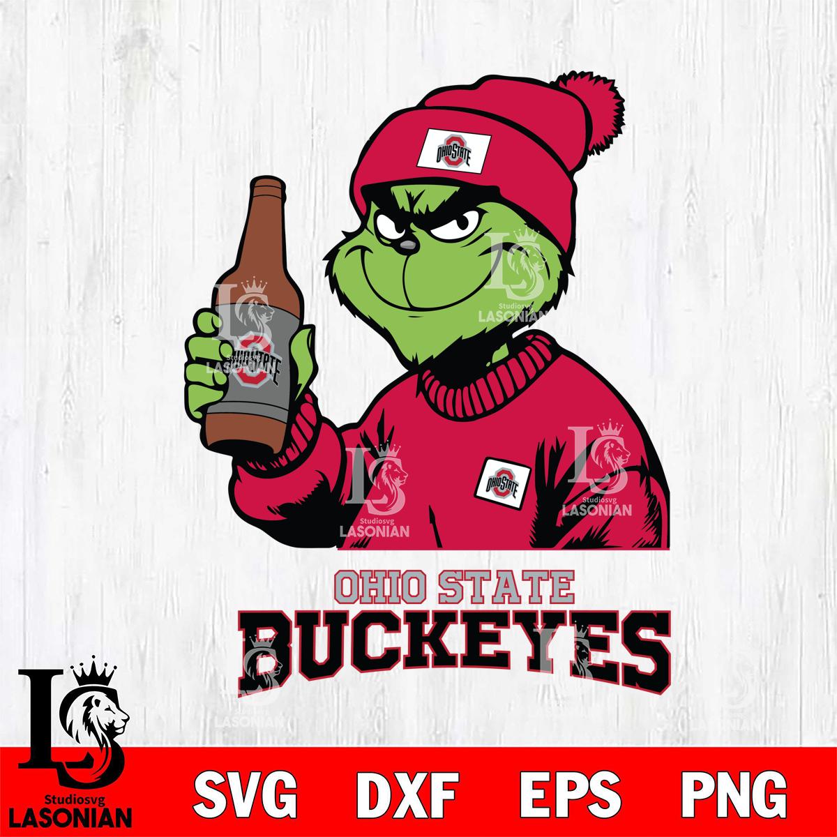 Ohio State Buckeyes Grinch Drinking Beer Christmas – lasoniansvg