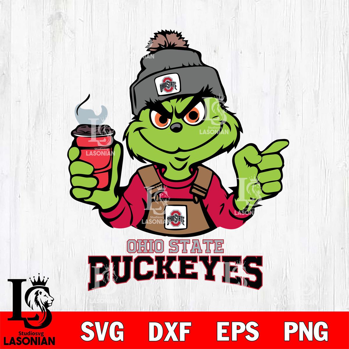 Ohio State Buckeyes Grinch with coffee – lasoniansvg