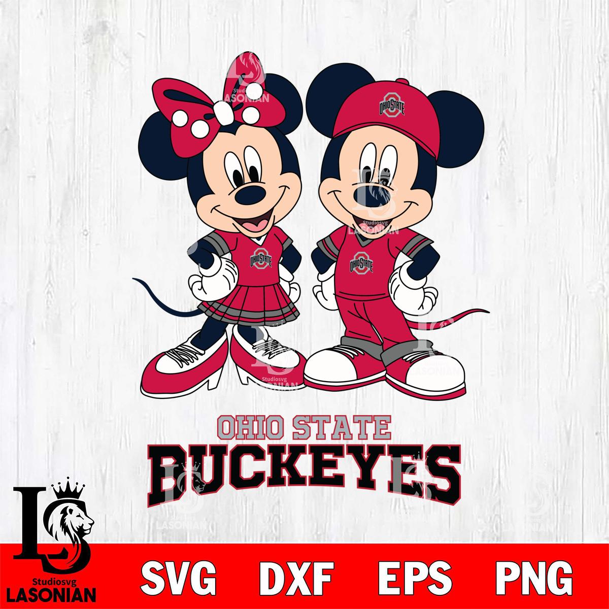 Ohio State Buckeyes Mickey Minnie Mouse rugby ball – lasoniansvg