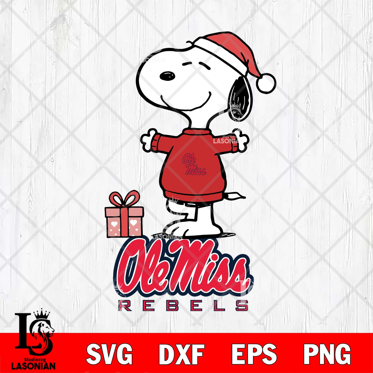 Ole Miss Rebels Snoopy with Gift File cut , Criucut , Silhouette ...