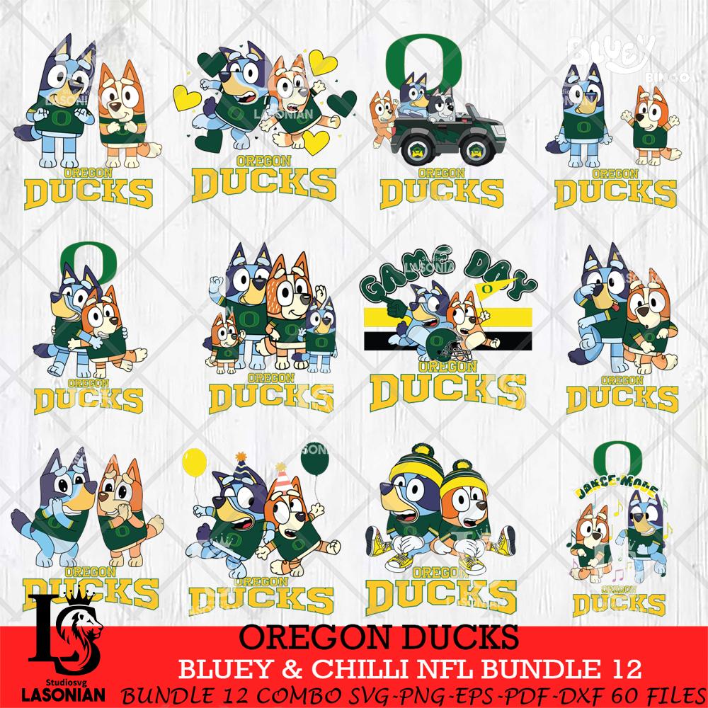 Oregon Ducks Bluey & Bingo Bundle 12 SVG – lasoniansvg
