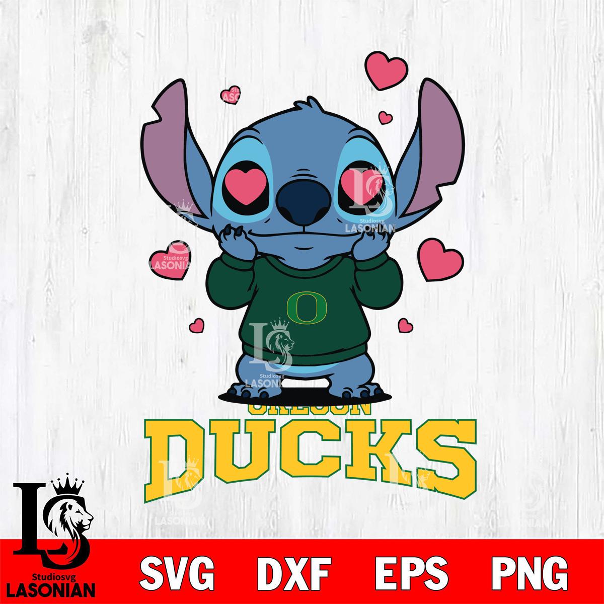 Oregon Ducks Stitch Valentine Heart Digital Download, NCAA SVG DXF EPS ...