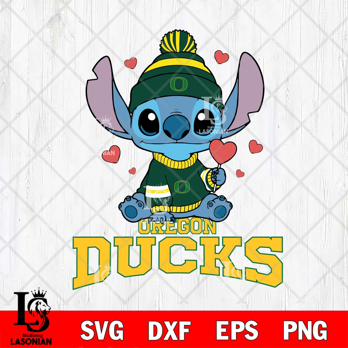 Oregon Ducks Stitch Valentine Holding Heart File cut , Football Criucut ...